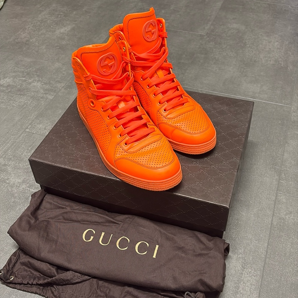 Rare!! Authentic Neon Gucci Leather Hightop Sneakers - Gem